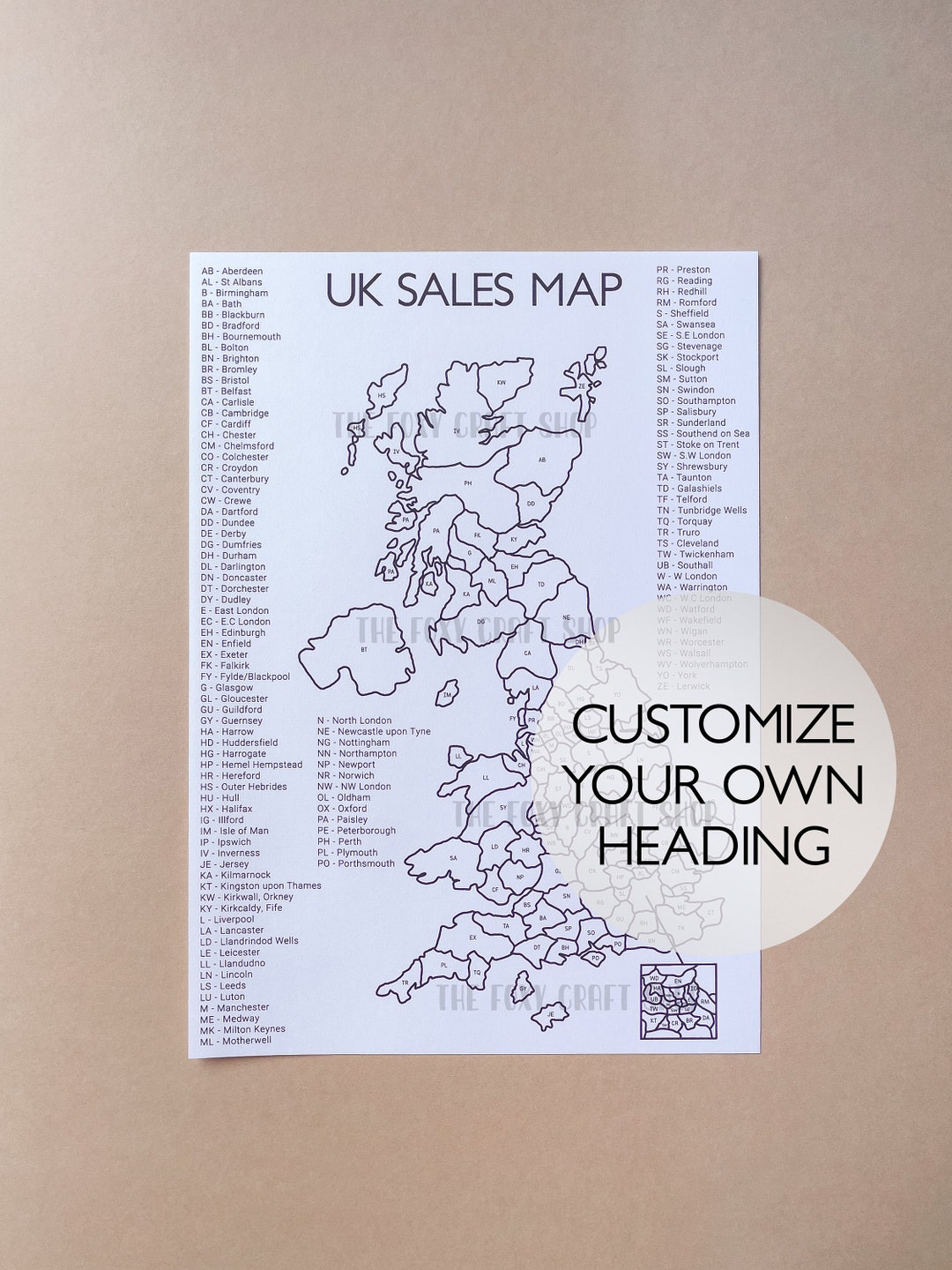 2 X A4 UK Postcode Map, Customised Title, Sales Map, Orders Map - Etsy UK