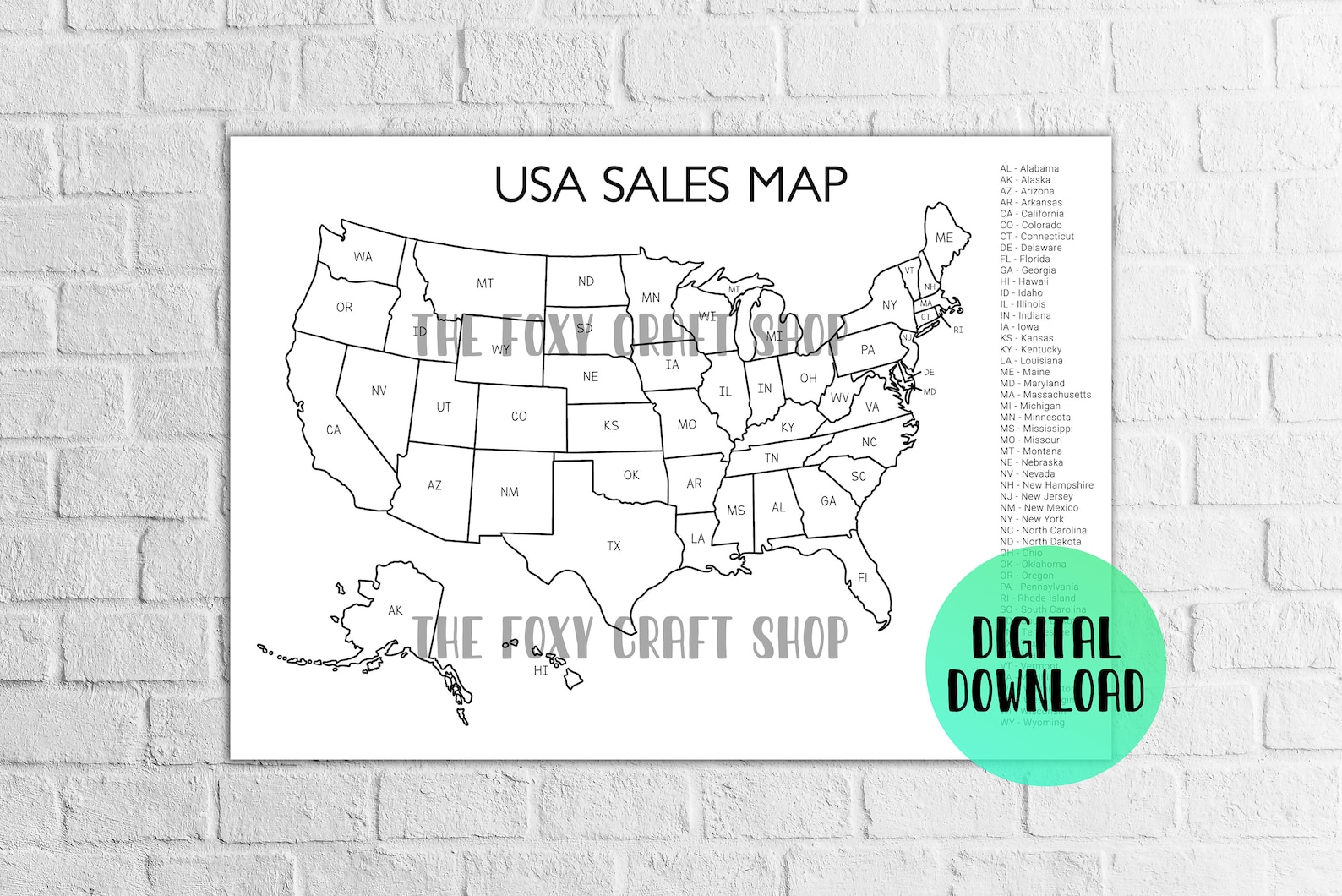 Printable USA Postcode Map, Sales Map, Orders Map, Digital File - Etsy