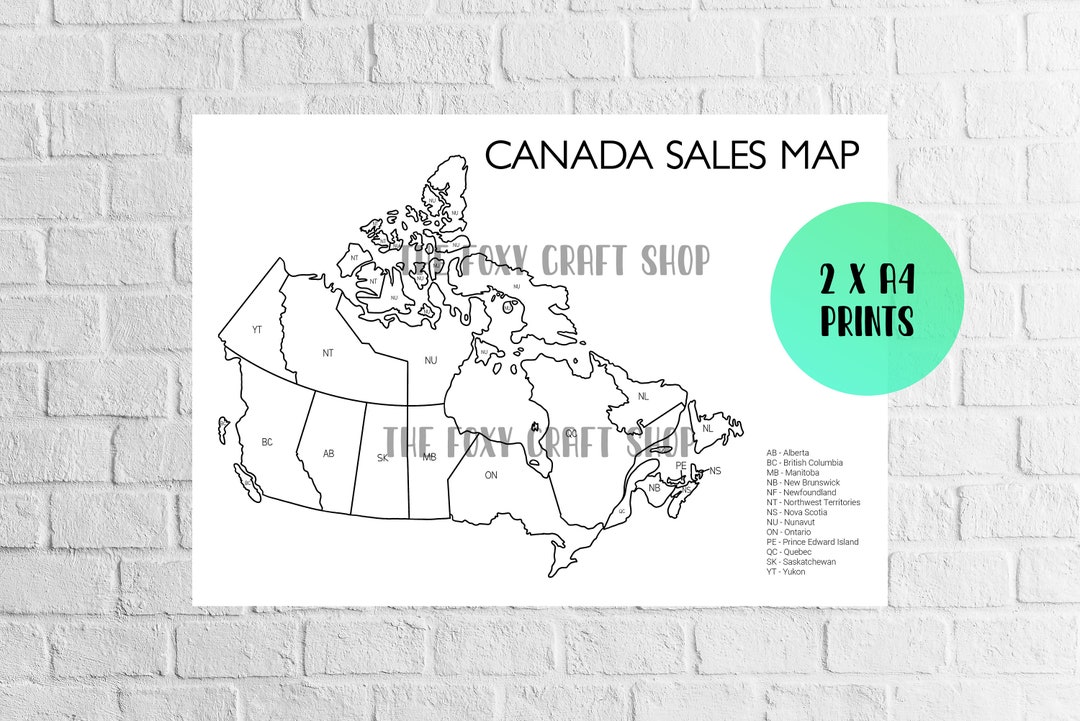 2 X Canada Customised Postcode State Map, Sales Map, Orders Map, Print ...