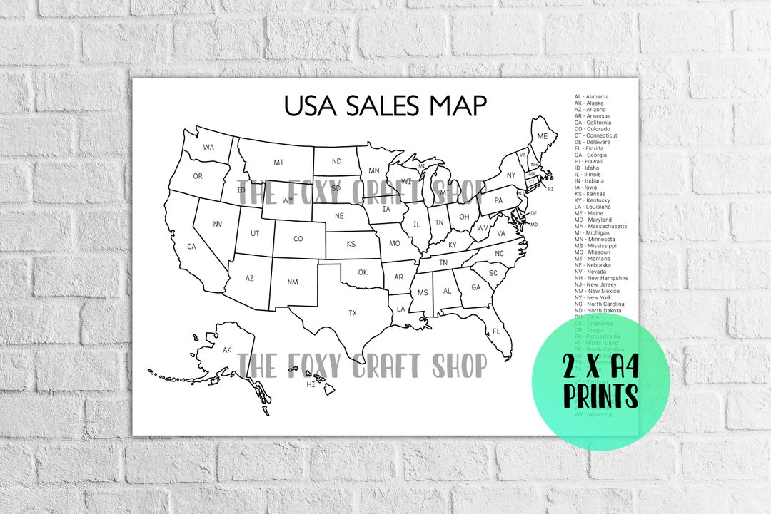 2 X USA Customised Postcode Map, Sales Map, Orders Map, Print - Etsy