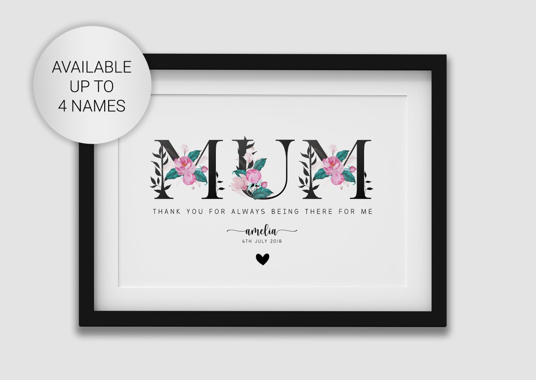 Personalised Mothers Day Gift, Children's Names and Date of Birth, Gift ...