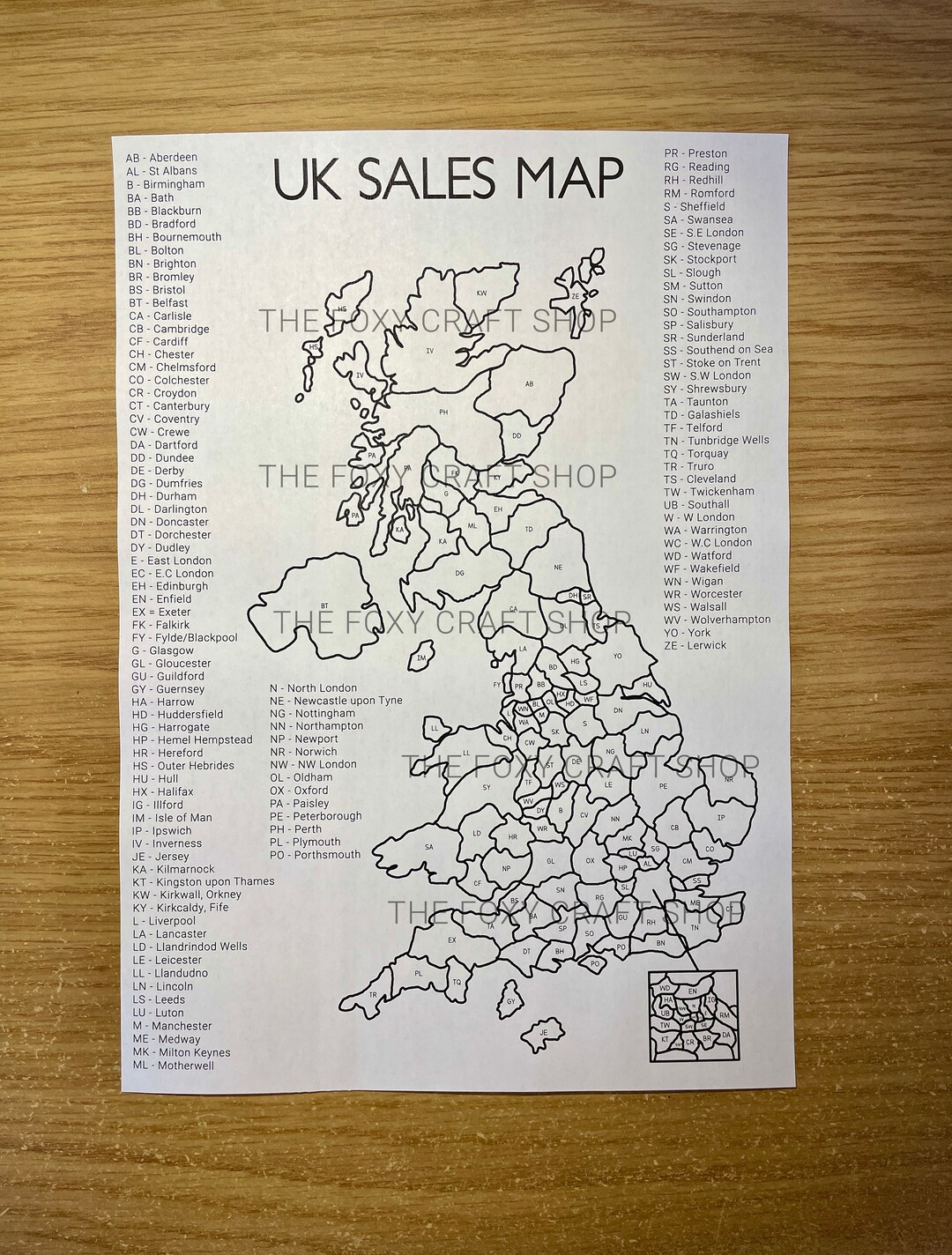 Printable UK Postcode Map, Sales Map, Orders Map, Digital File - Etsy