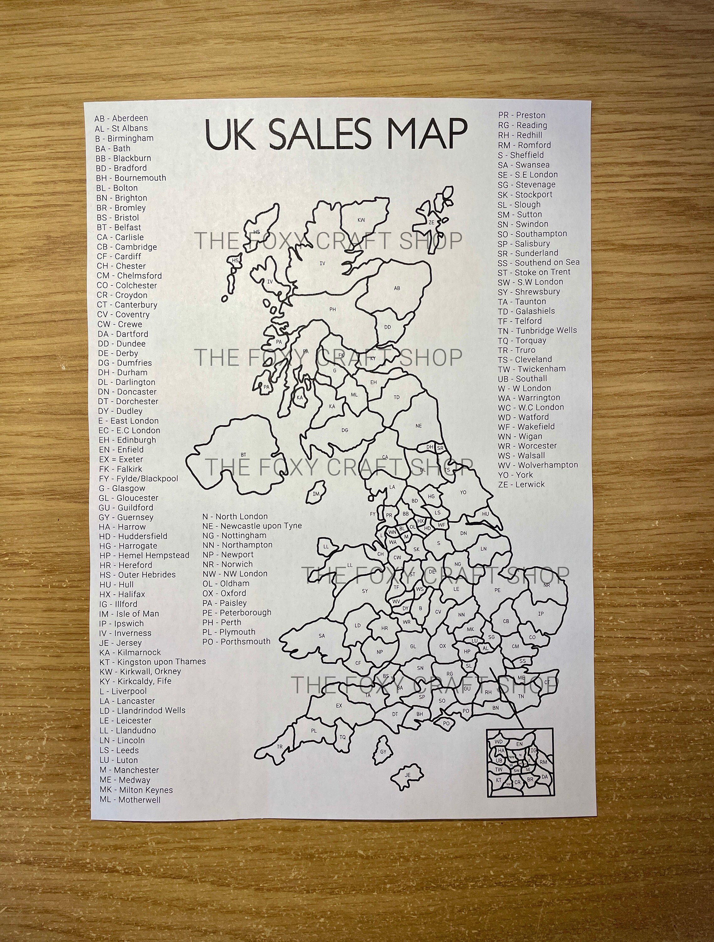 Printable UK Postcode Map, Sales Map, Orders Map, Digital File - Etsy