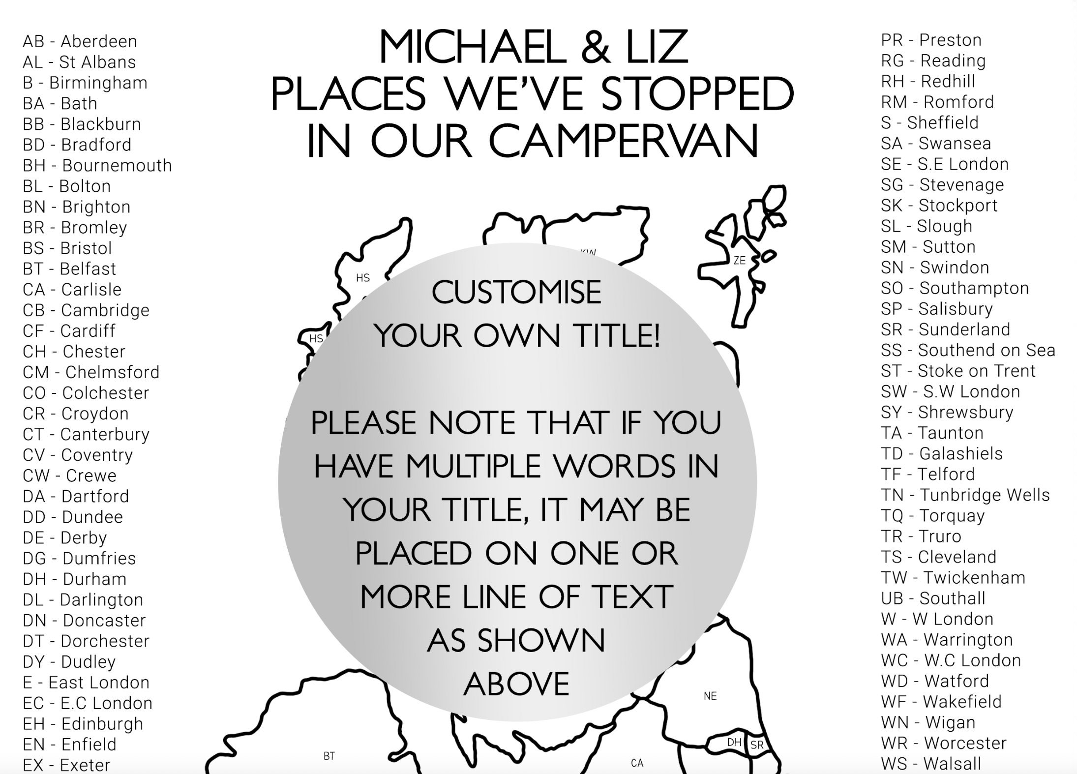 2 X A4 UK Postcode Map Customised Title Sales Map Orders - Etsy UK