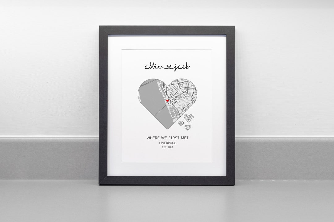 Personalised Where We First Met Print, Love Heart, Professional Fine ...