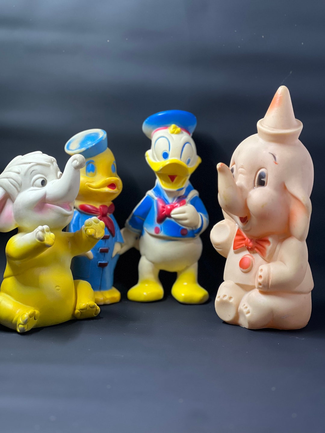 Vintage 1940s and 60s Disney, Kaysam Dumbo and Donald Duck Rubber Toys ...