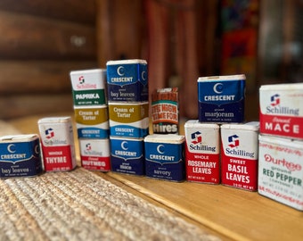 Vintage Old Mansion Spice Tin 1950's Red White and Blue - Etsy