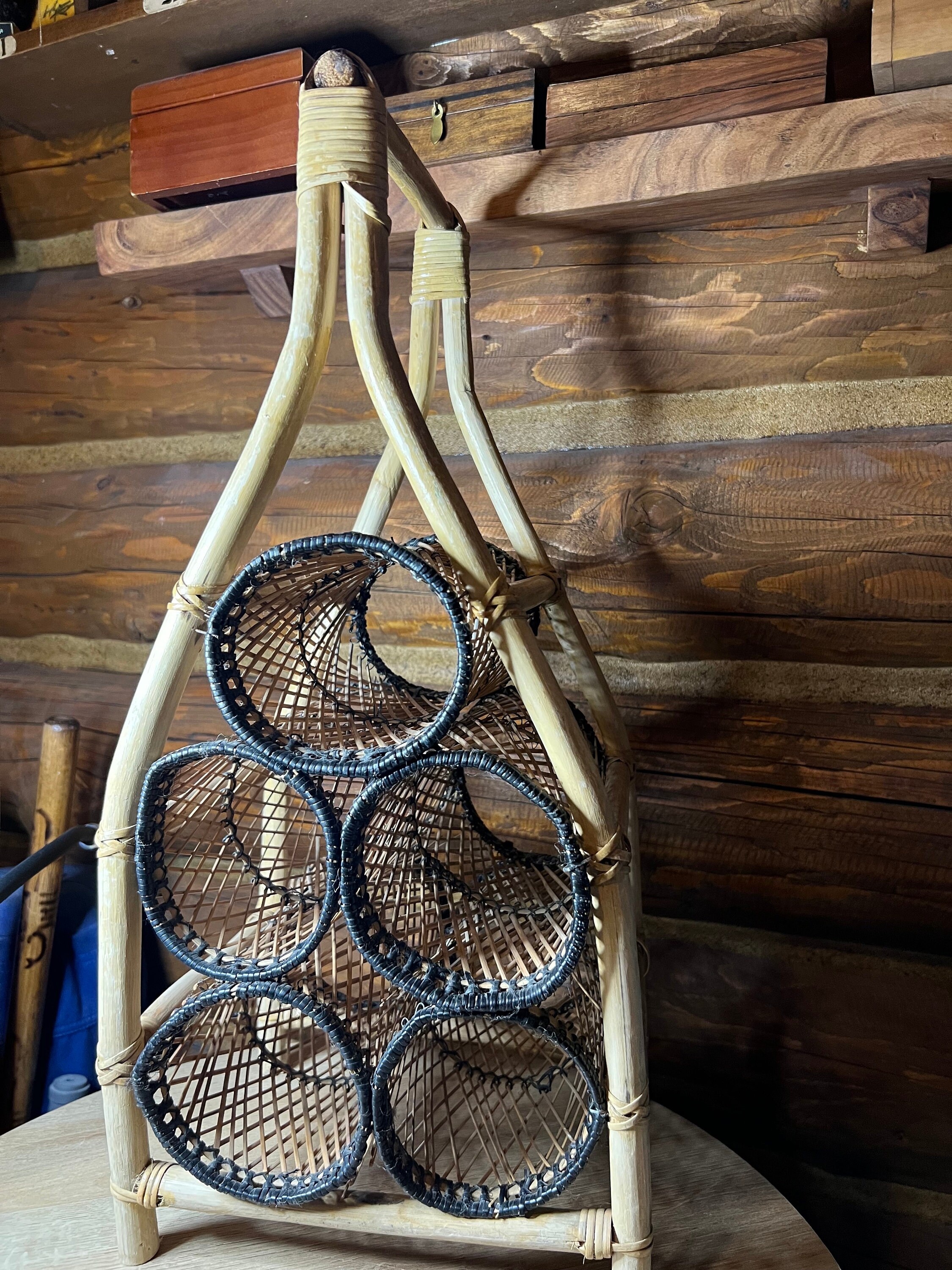 Vintage Wicker Wine Rack - Etsy