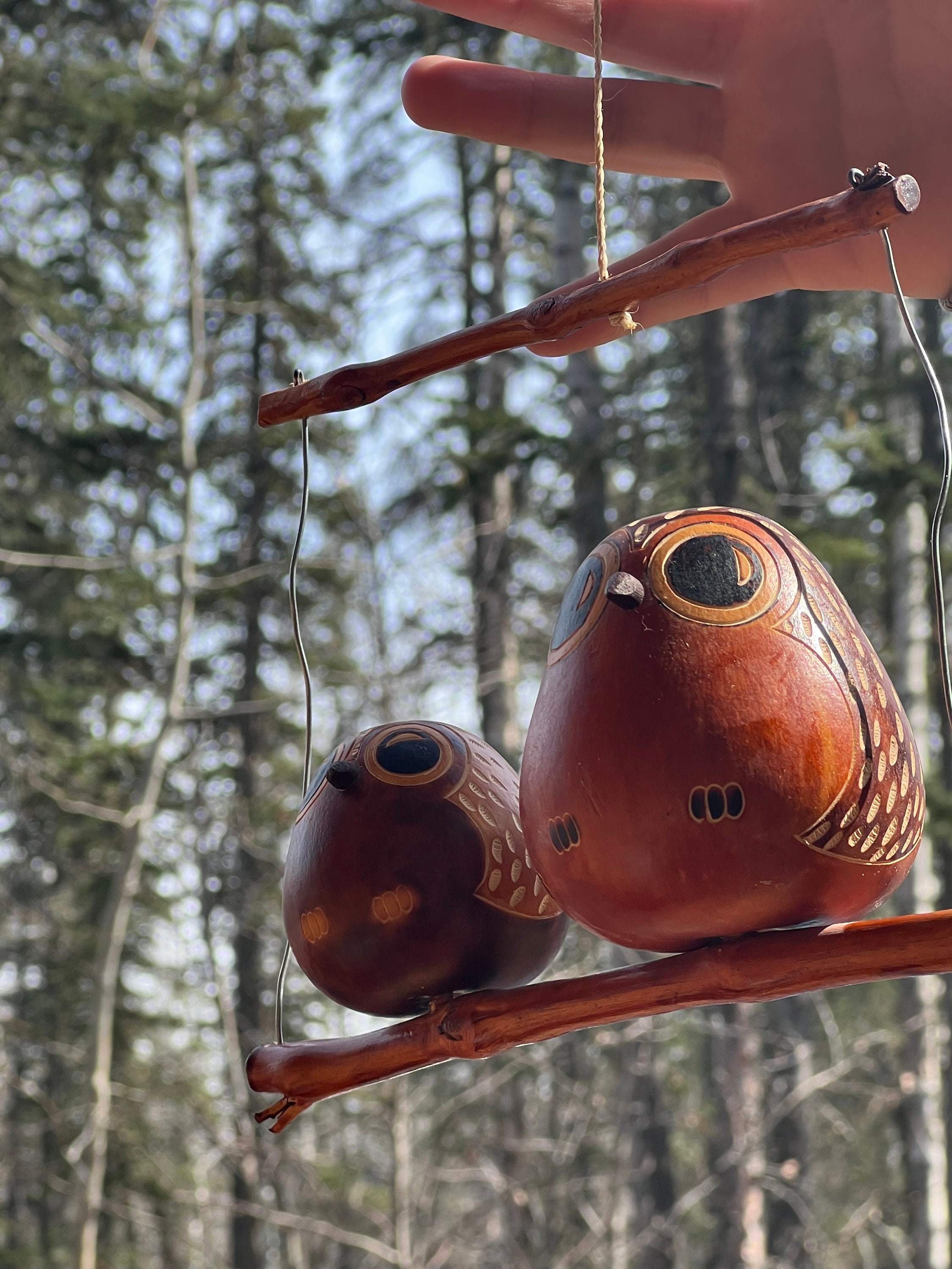 Vintage Hanging Owls Carved From Gourds - Etsy