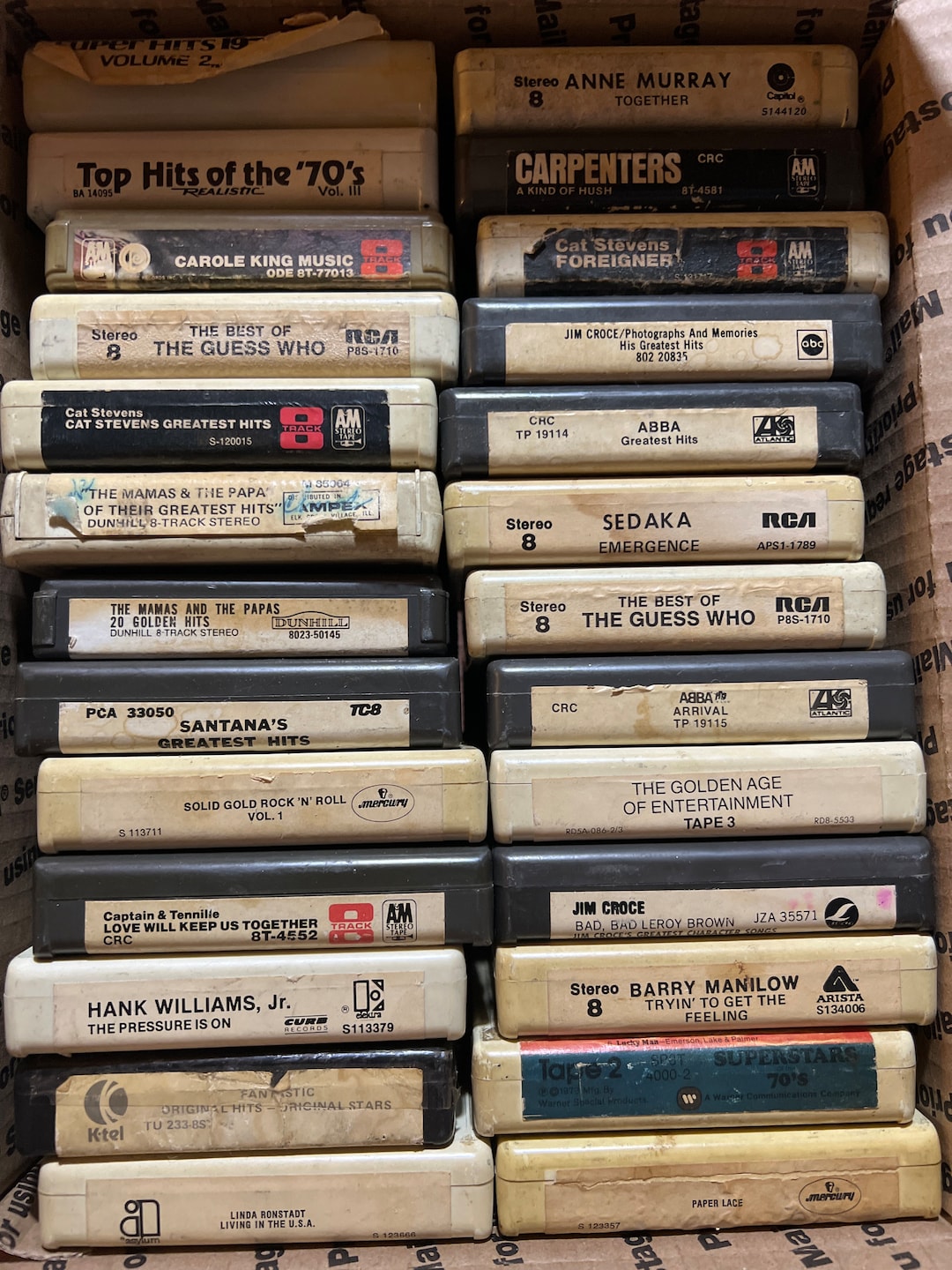 26 Vintage 1970s 8 Track. Abba,jim Croce, Cat Stevens, Carpenters ...