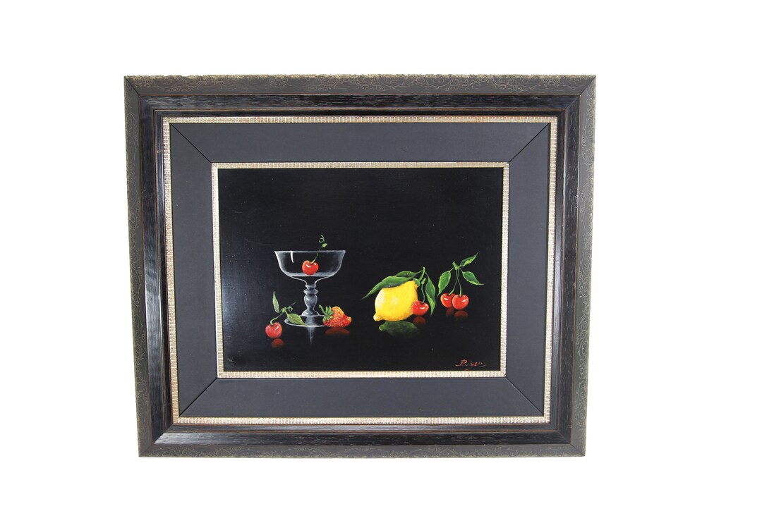 Original Oil Still Life on Board Signed by Artist "patelli" With ...
