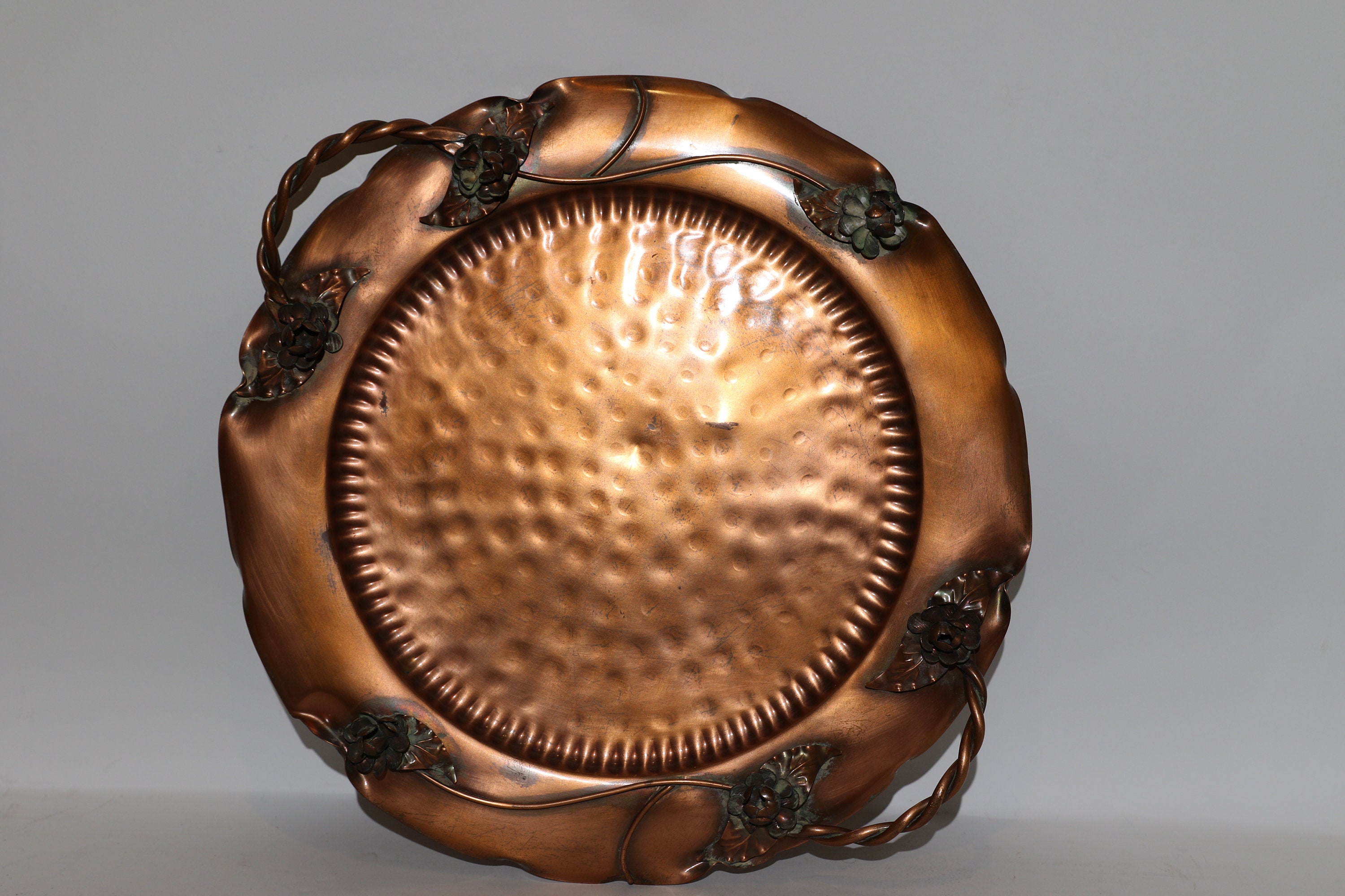 Vintage Gregorian Copper Serving Tray 20 In" Across Handle to Handle - Etsy
