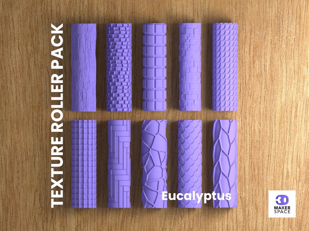 Texture Roller Pack : Eucalyptus | Polymer Clay Seamless Textures ...