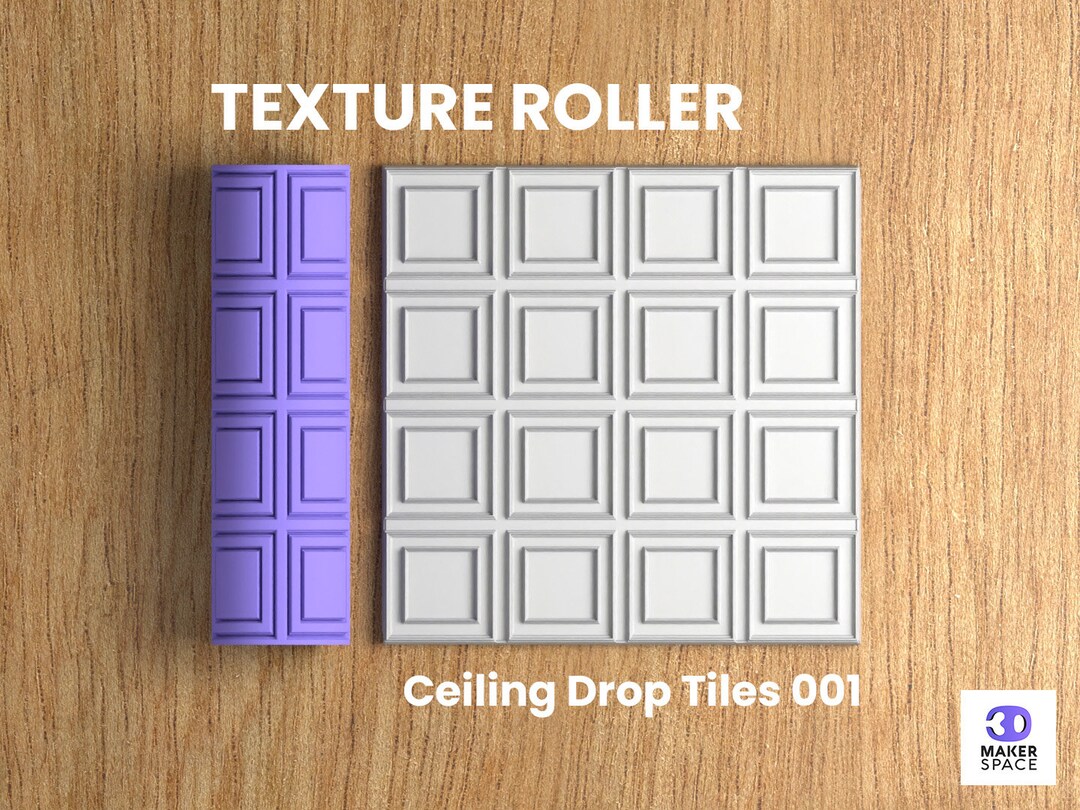 Ceiling Drop Tiles 001 Polymer Clay Seamless Texture Roller Digital STL ...