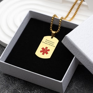 Personalized Stainless Steel Men's & Women's Medical Alert Necklace ...