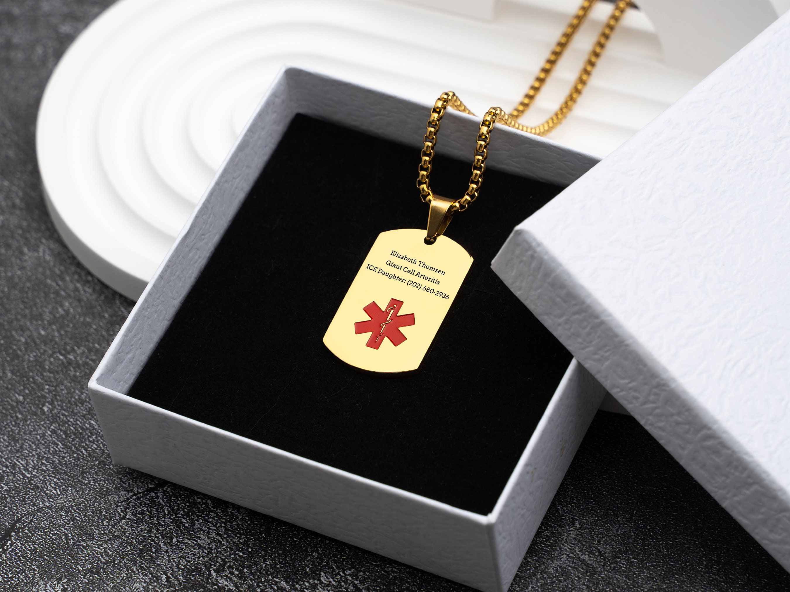 Personalized Stainless Steel Men's & Women's Medical Alert Necklace ...