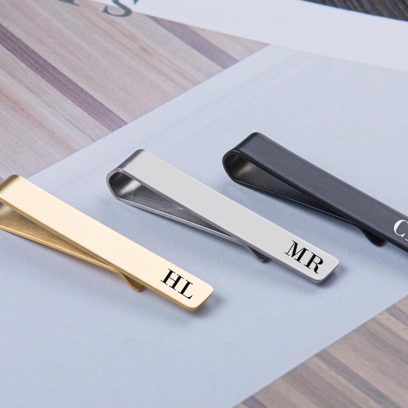 Engraved Silver Tie Bars - Etsy