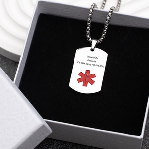 Personalized Stainless Steel Men's & Women's Medical Alert Necklace ...
