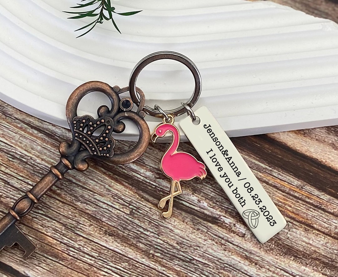 Flamingo Personalized Keychain Engraved Keychain Stainless Steel ...