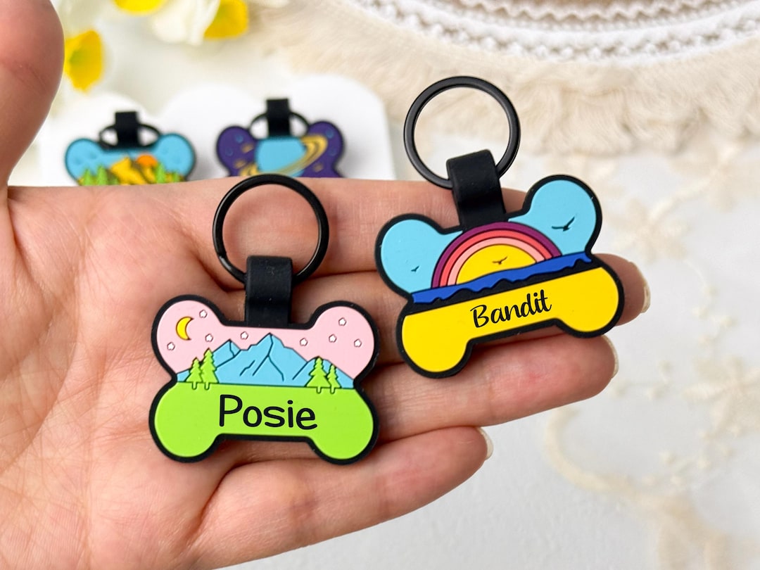 Silicone Dog Tags Personalized, Bone Shaped Silent Dog Tag, Pet ID Tag ...
