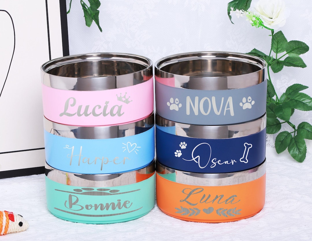 Personalized Stainless Steel Pet Bowl With Name | Custom Dog Cat Bowls ...