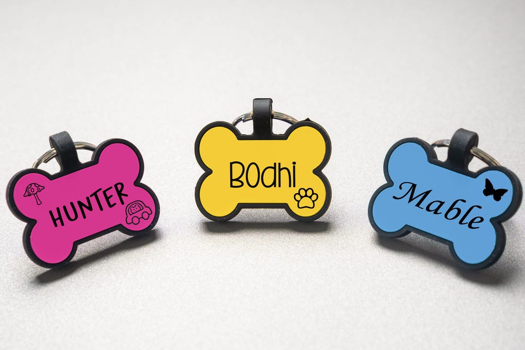 Silent Dog Tag - Personalized Engraved Bone Shape | No Jingle Noise ...