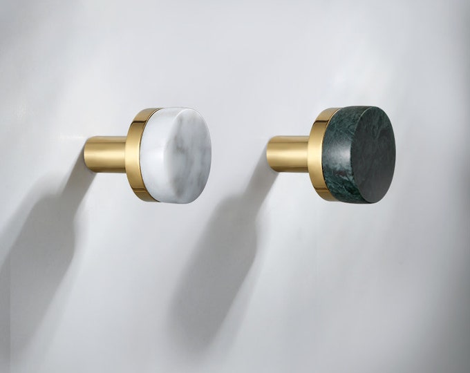 Natural Marble Knobs Nordic Luxury Brass Knob /modern White - Etsy