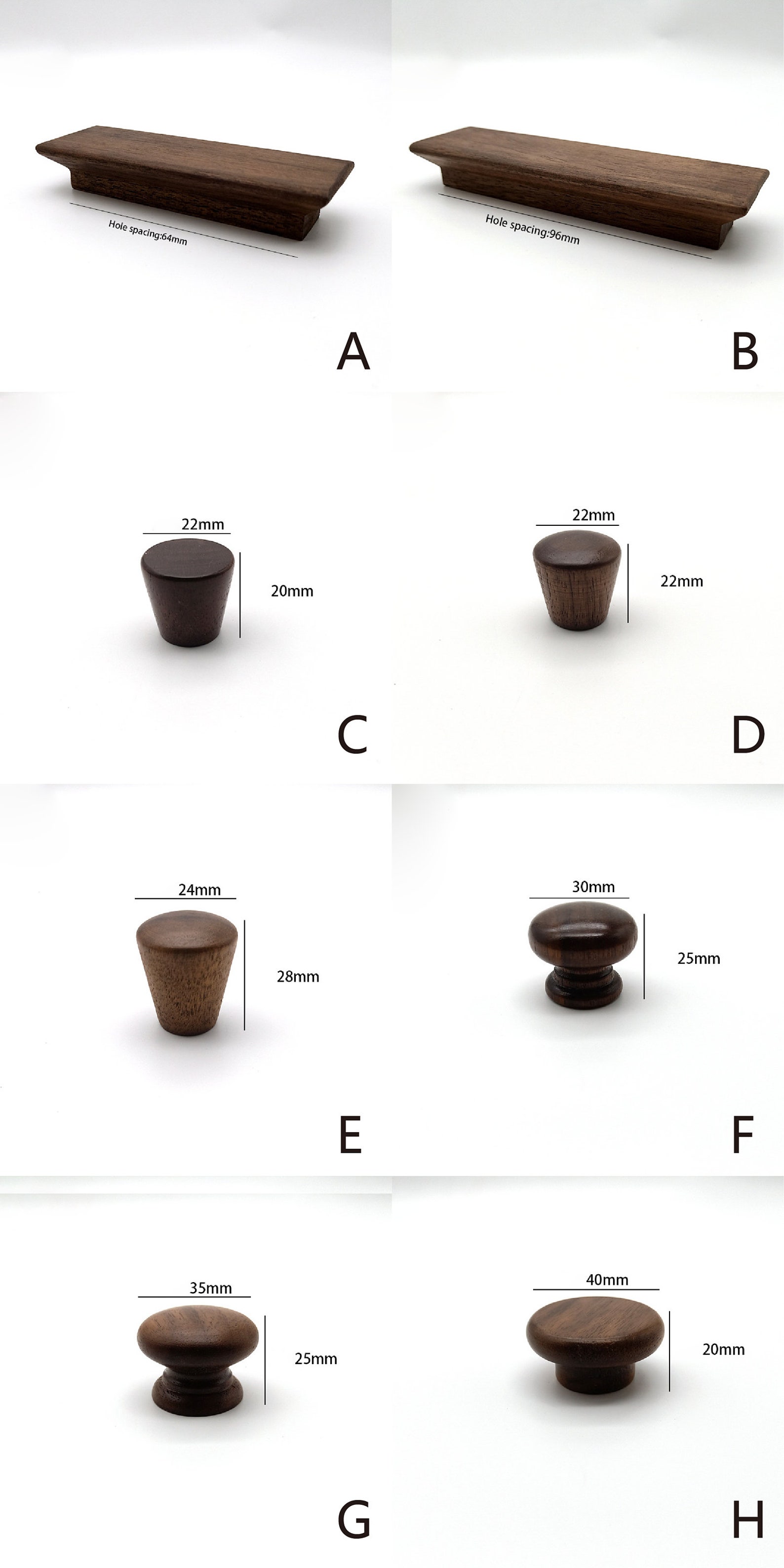 Wooden Drawer Knobs Handles Pullswalnut Dresser Knobssolid - Etsy