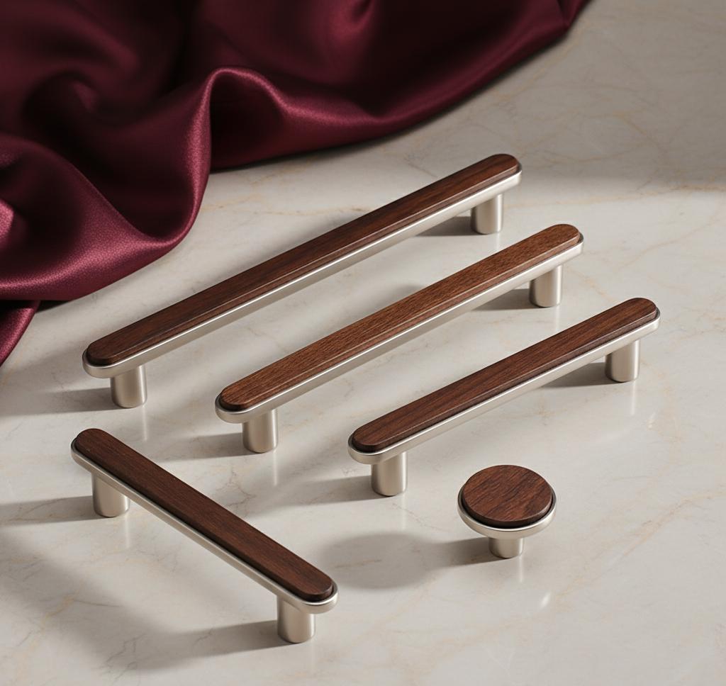 Walnut With Metal Handle Modern Solid Wood Pull Custom Engraved Flat ...