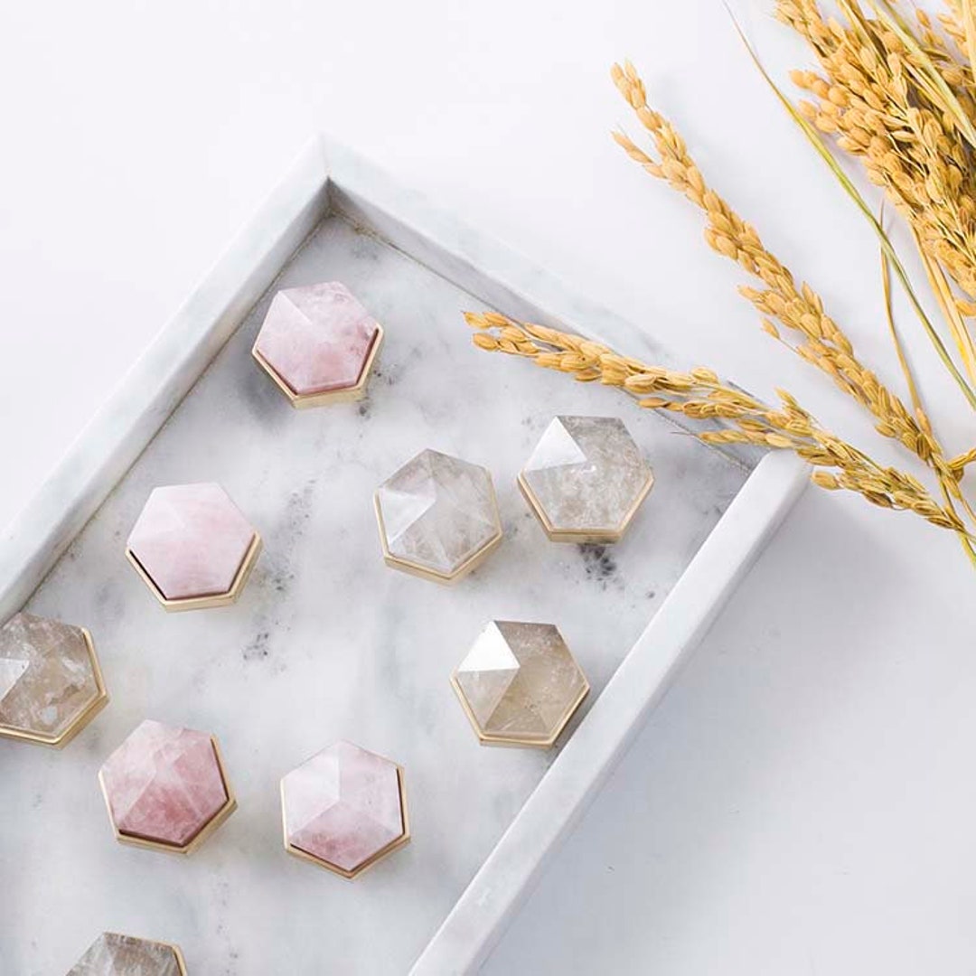 Hexagon Crystal Knobs and Pulls/brass Drawer Knobs/luxury Cabinet Pulls ...