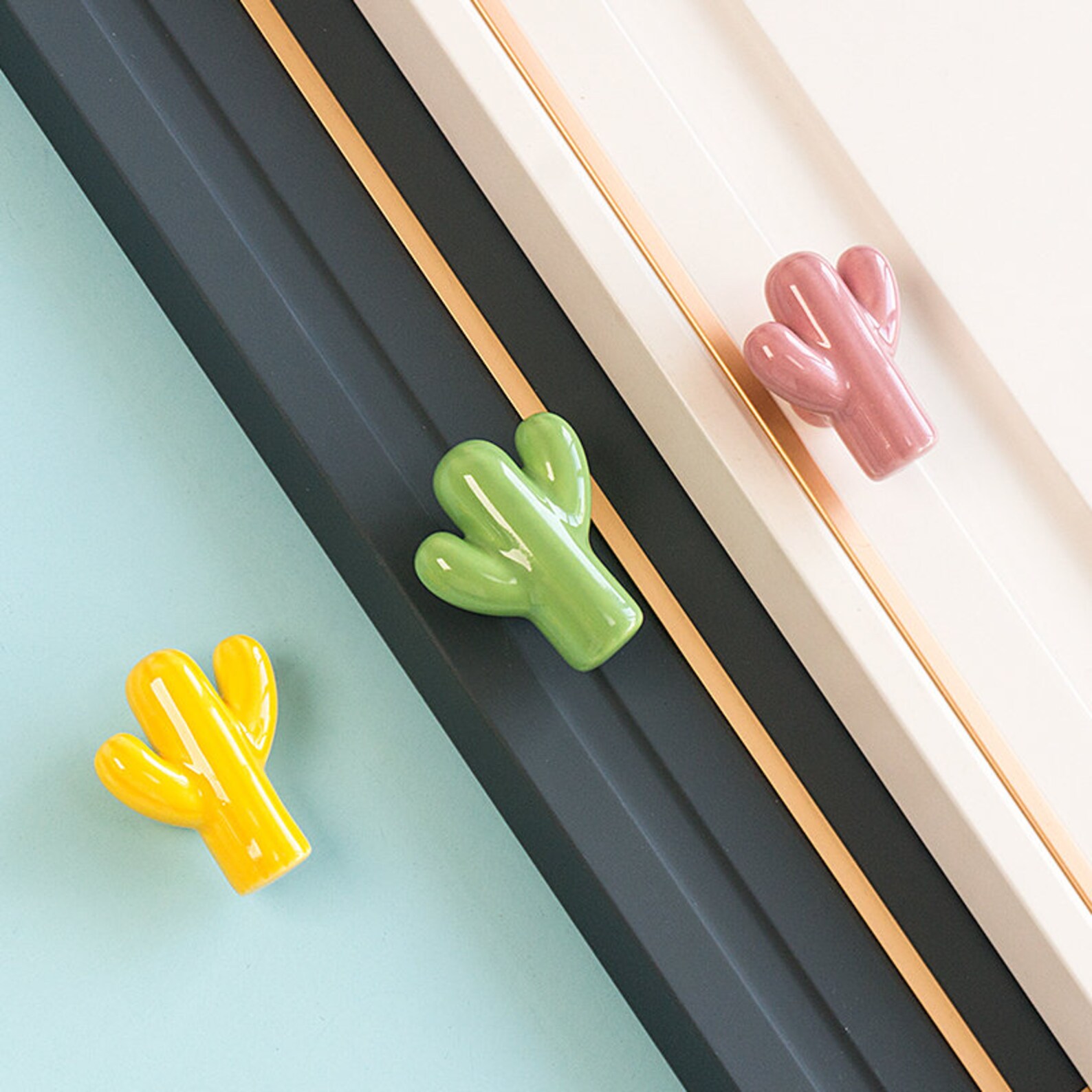 Ceramics Drawer Knobs for Kids/cactus Children Drawer Pulls | Etsy