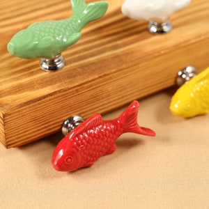 Ceramic Fish Cabinet Knobs Colorful Dresser Knob,wardrobe Pull,modern ...