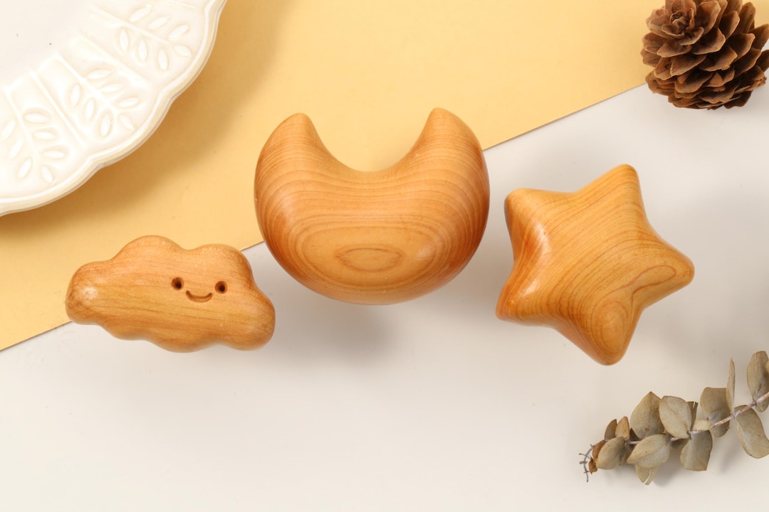 Wood Cloud Star Moon Nursery Drawer Knobs,wooden Dresser Knobs,custom ...