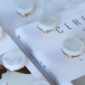 Natural Marble Knobs Nordic Luxury Brass Knob/modern White Marble Brass Drawer Knobs/custom ...