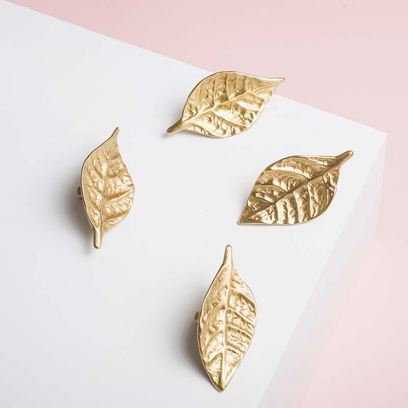 Leaf Brass Knobs and Pulls/ Leaves Drawer Knobs/cabinet - Etsy
