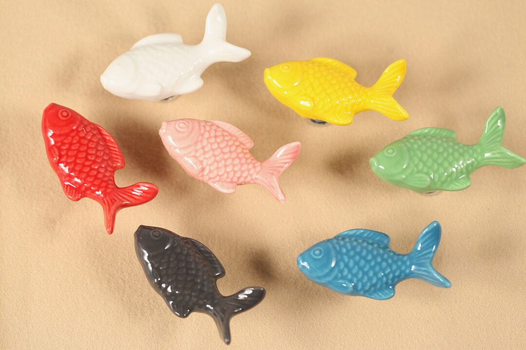 Ceramic Fish Cabinet Knobs Colorful Dresser Knob,wardrobe Pull,modern ...