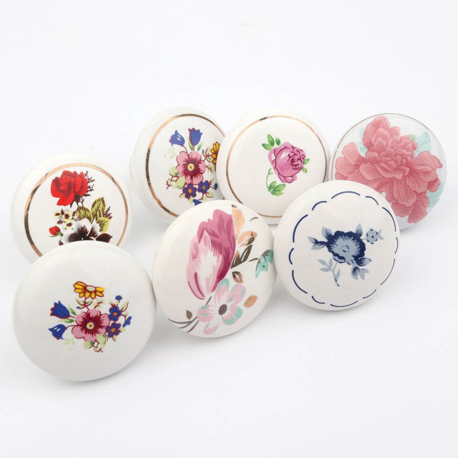 Ceramics Antiquity Drawer Knobs /elegant Flower Drawer Pulls - Etsy