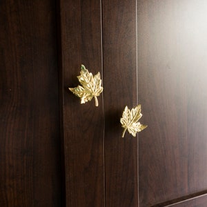 Maple Leaf Brass Knobs and Pulls/brass Leaves Drawer Knobs/cabinet Pulls/wardrobe Pull /offices ...