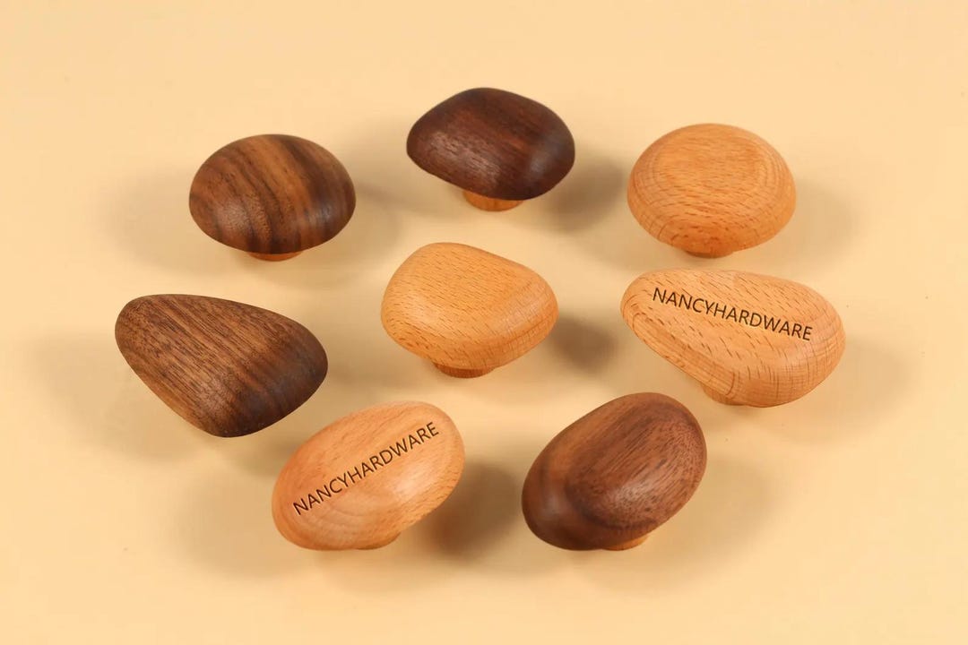 Wooden Square Oval Round Triangle Knobs,walnut Beech Wood Dresser Pulls ...