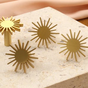 Brass Sun Knobs and Pulls/modern Drawer Knobs/custom Engraved Cabinet Pulls/wardrobe Door ...