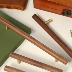 Walnut Handle Modern Minimalist Solid Wood Wardrobe Drawer Pull Custom ...