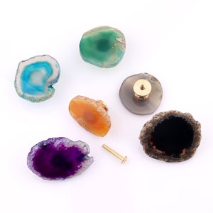 Unique Colorful Drawer Knobs/agate Drawer Pulls/cabinet Pulls/wardrobe Pull/ Home Knob /offices ...