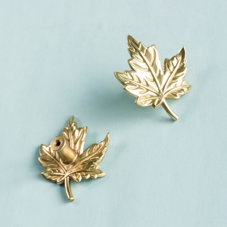 Maple Leaf Brass Knobs and Pulls/brass Leaves Drawer - Etsy