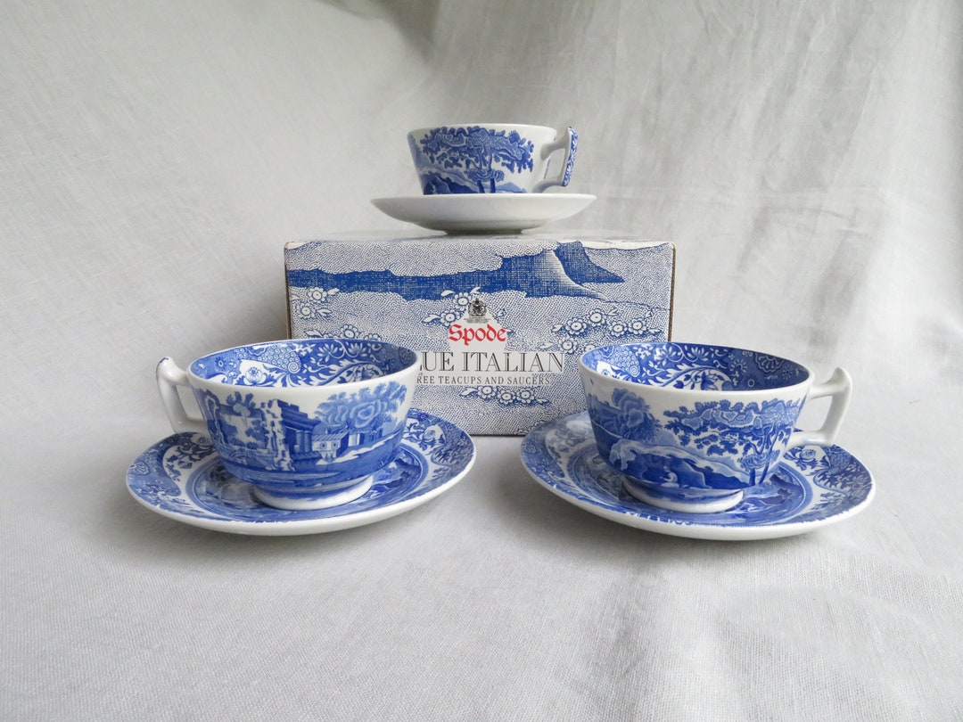 Spode Blue Italian set of three tea cups and saucers in the - Etsy.de