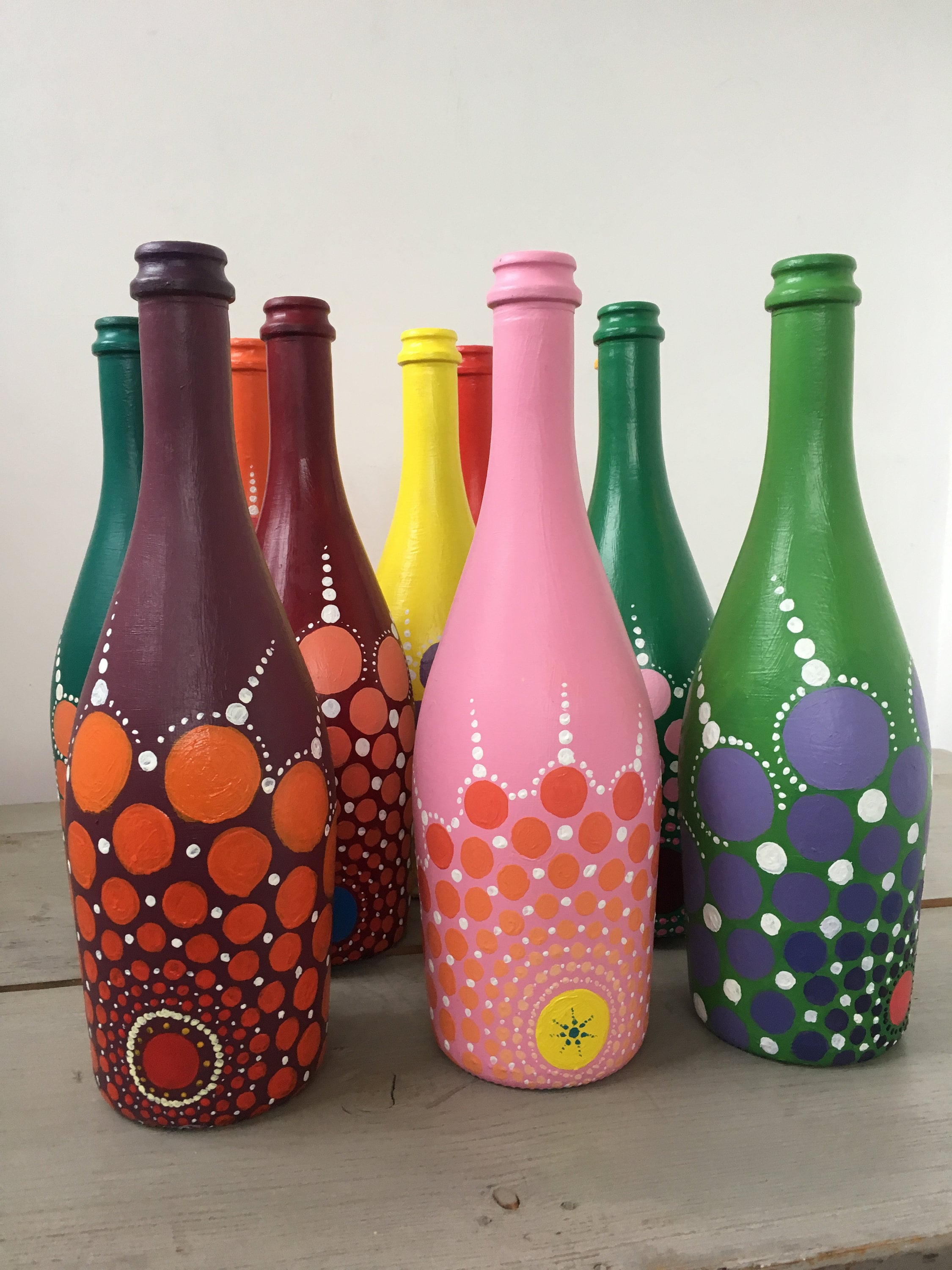 Hand Painted Retro Bottles, Decorative Bottle, Unique Retro Decor ...