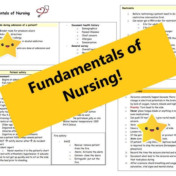 Fundamentals of Nursing Notes - Etsy