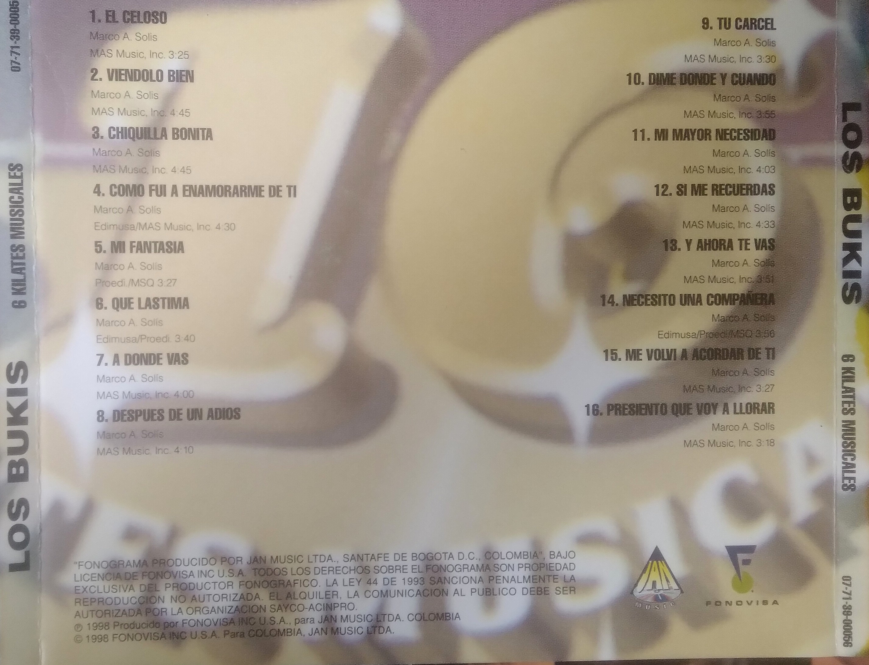 Special Publication María G. Los Bukis Their Greatest Hits Compact Disc ...