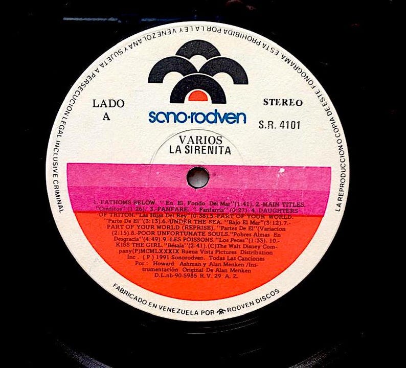 La Sirenita Banda Sonora Original De La Película Vinilo Disco Lp 1990 ...
