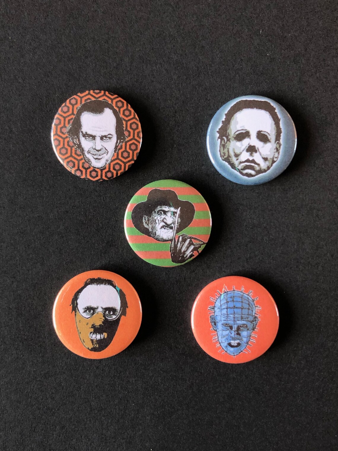 Set of 5 Horror Icon Pin Badges - Etsy