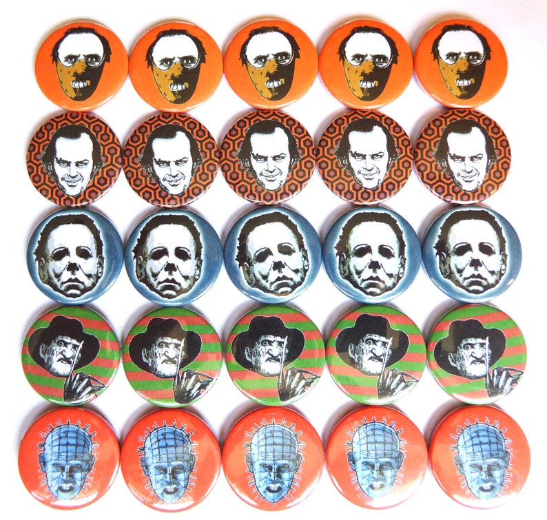 HALLOWEEN HORROR BADGES Set of 5 - Etsy
